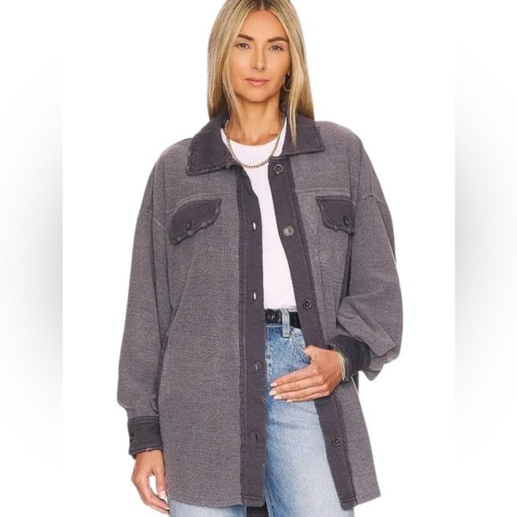 Free People | Jackets & Coats | Nwt Free People Ruby Jacket In Incense Gray Xs Oversized Slouchy ...